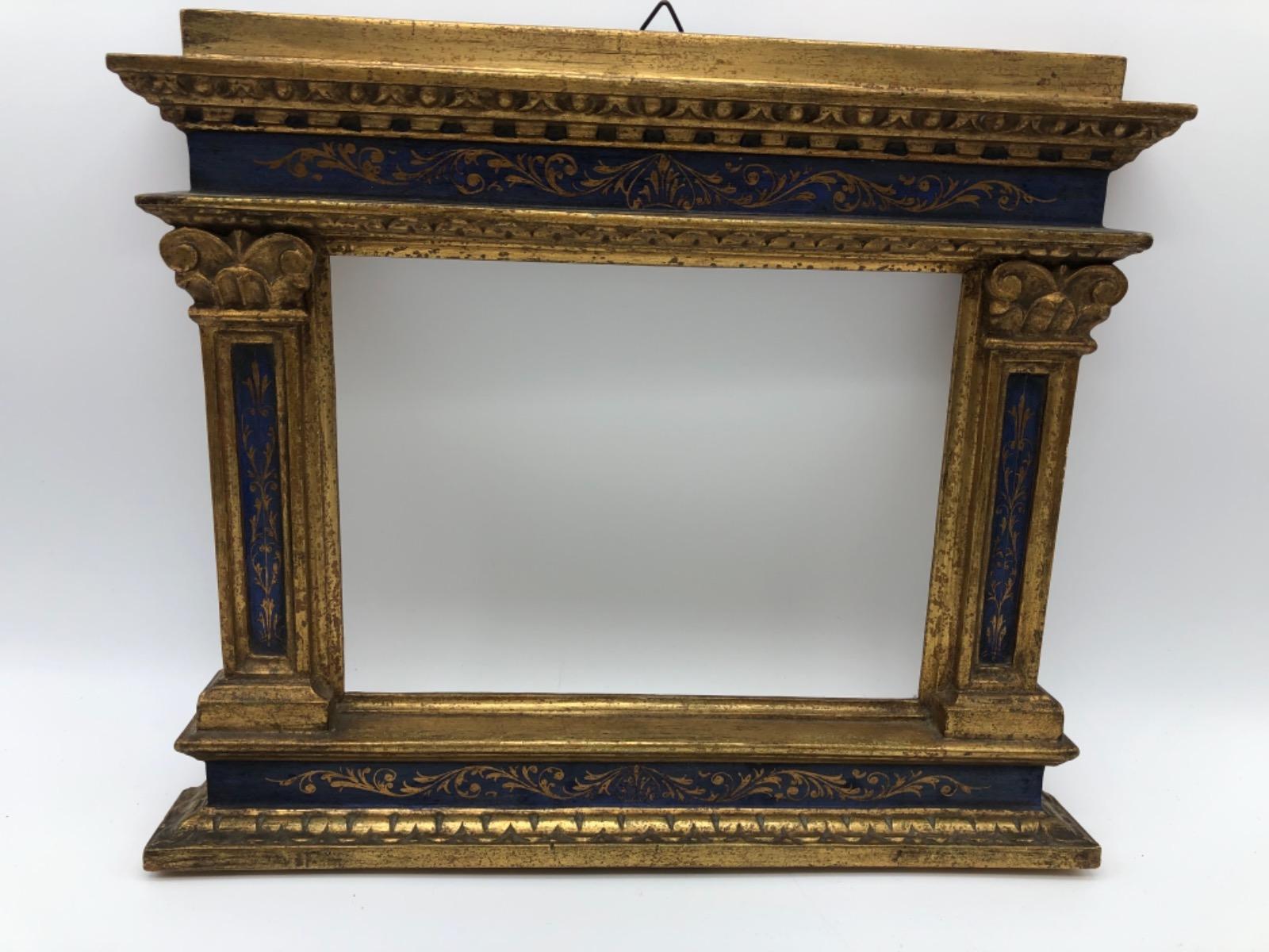 Antique Italian Tabernacle wooden gilded polychrome frame with ...