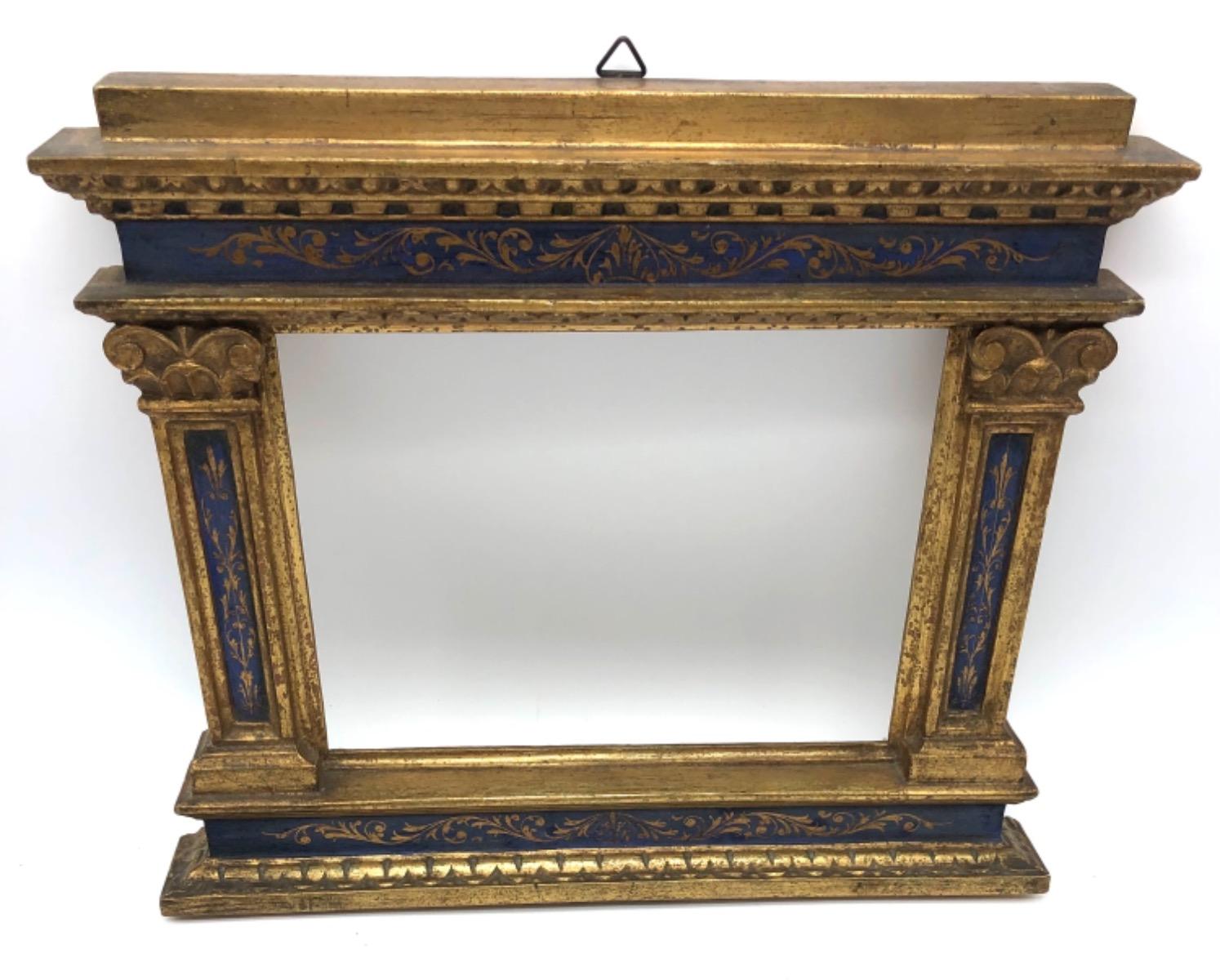 Antique Italian Tabernacle wooden gilded polychrome frame with ...